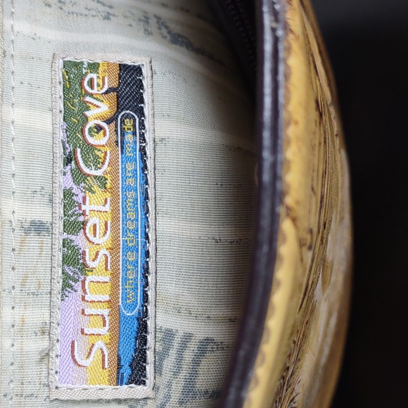 Sunset Cove | Bags | Sunset Cove Tropical Print Leather Bucket Bag ...